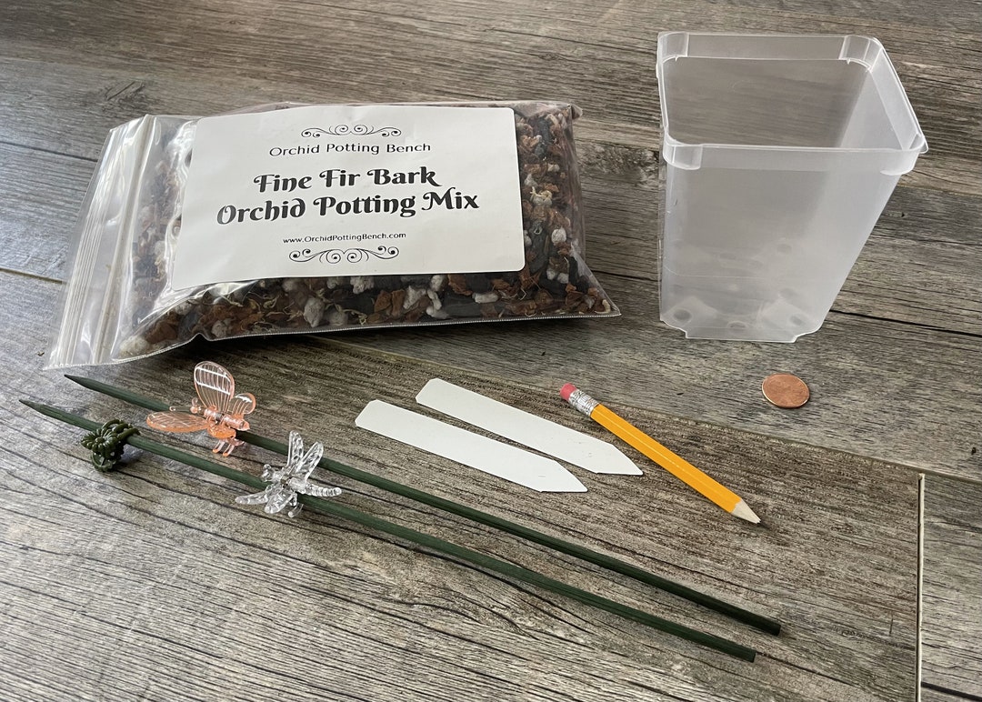Small to Medium Orchid Repotting Kit With 3.5" Clear Square Pot, Fine ...