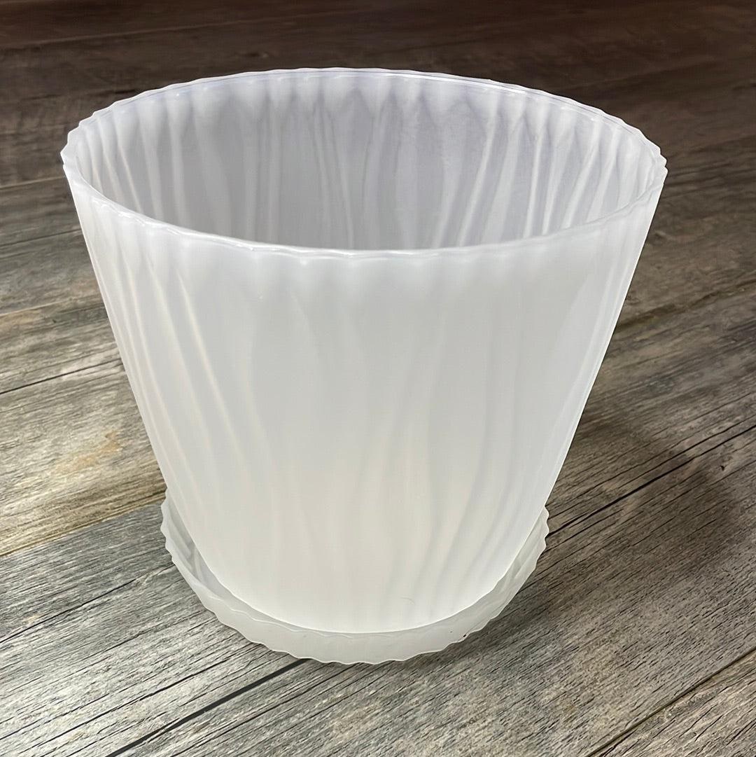 7" Translucent Round Textured Orchid Pot, With Saucer, Clear Orchid Pot ...