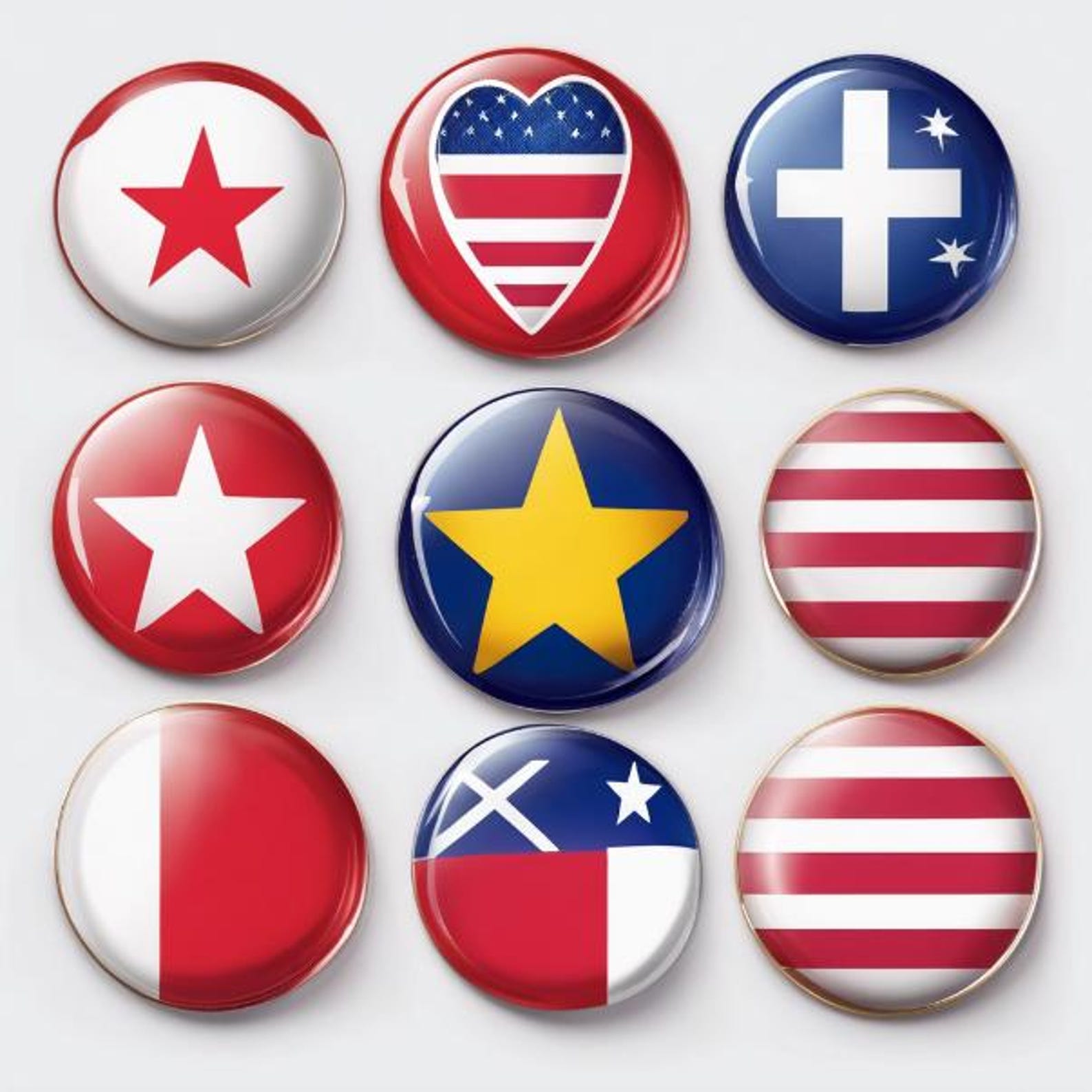 Round Pin Button Badges PLASTIC BACK 9 Size 1.00, 1.26, 1.50, 1.80, 2. ...