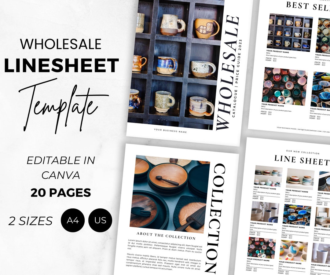 Product Catalog, Line Sheet for Wholesale, Line Sheet Canva Template ...