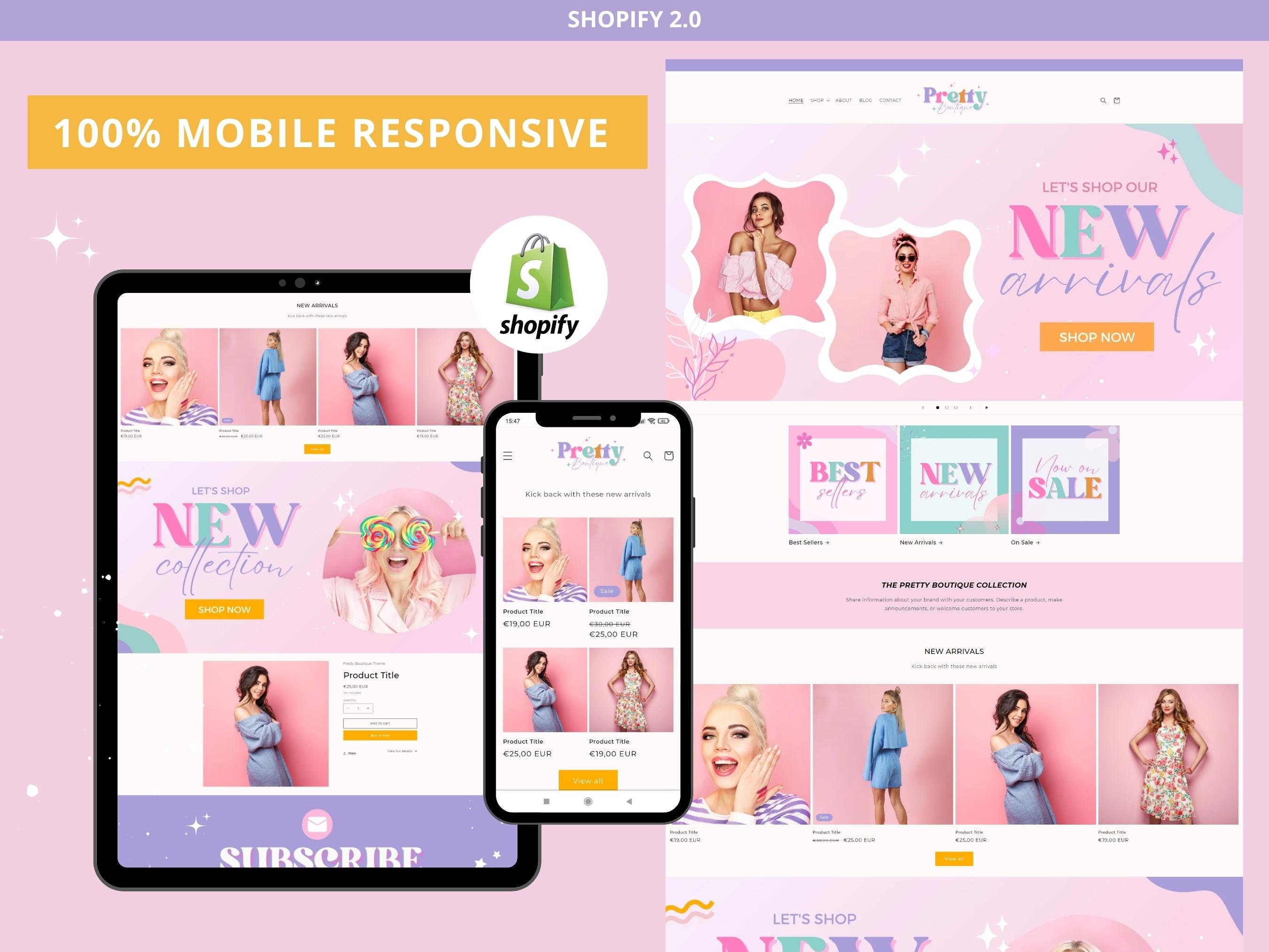 Gradient Shopify Theme Feminine Pastel Shopify Template - Etsy