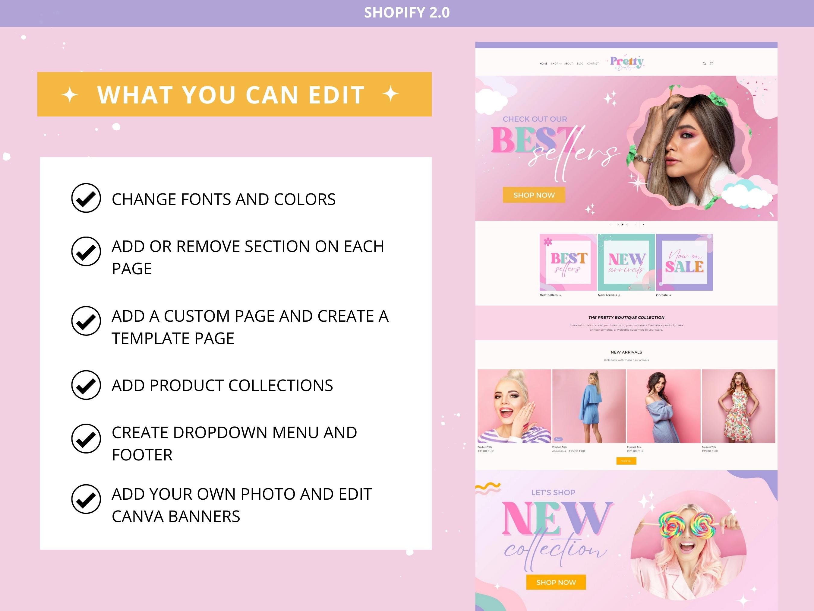 Gradient Shopify Theme Feminine Pastel Shopify Template - Etsy