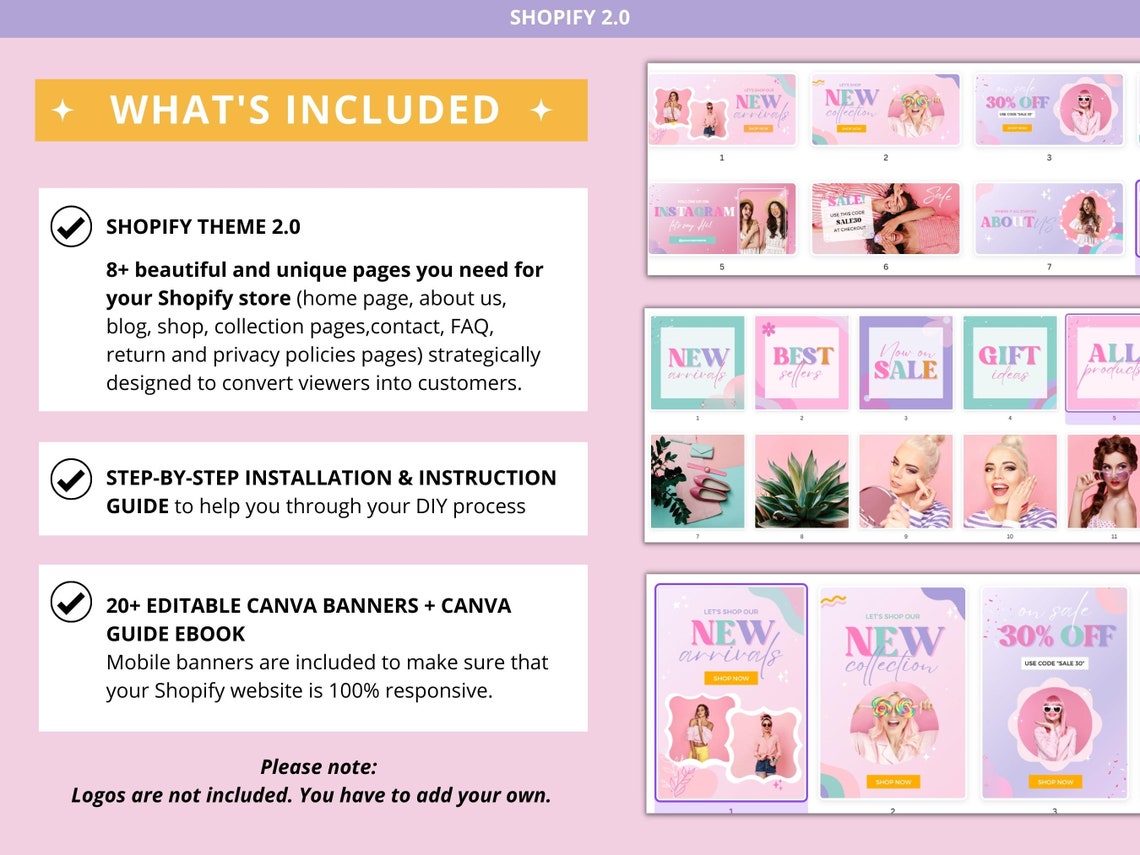 Gradient Shopify Theme Feminine Pastel Shopify Template - Etsy