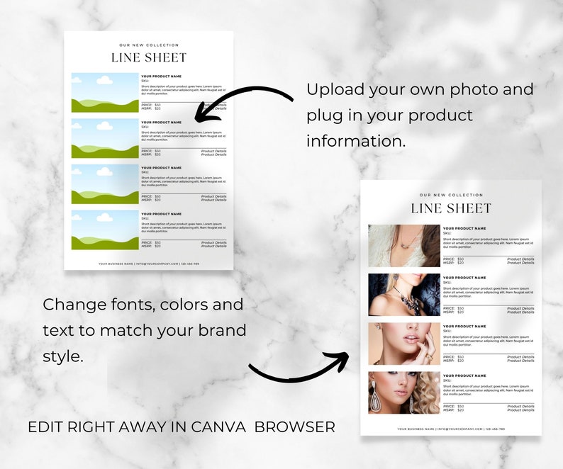 Line Sheet Canva Template Editable Product Canva Ebook - Etsy France