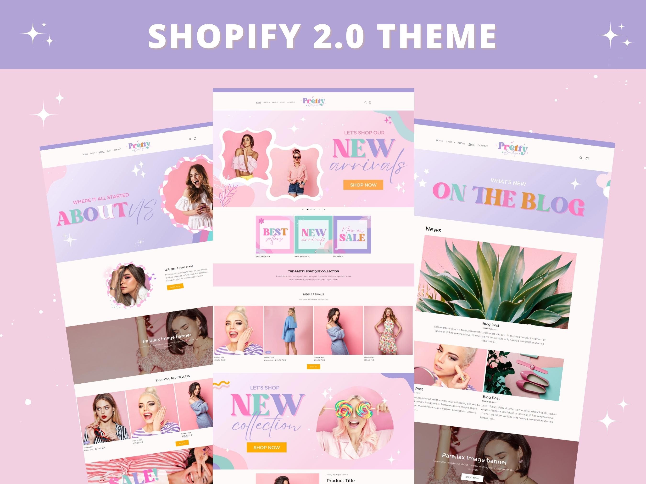 Gradient Shopify Theme Feminine Pastel Shopify Template - Etsy