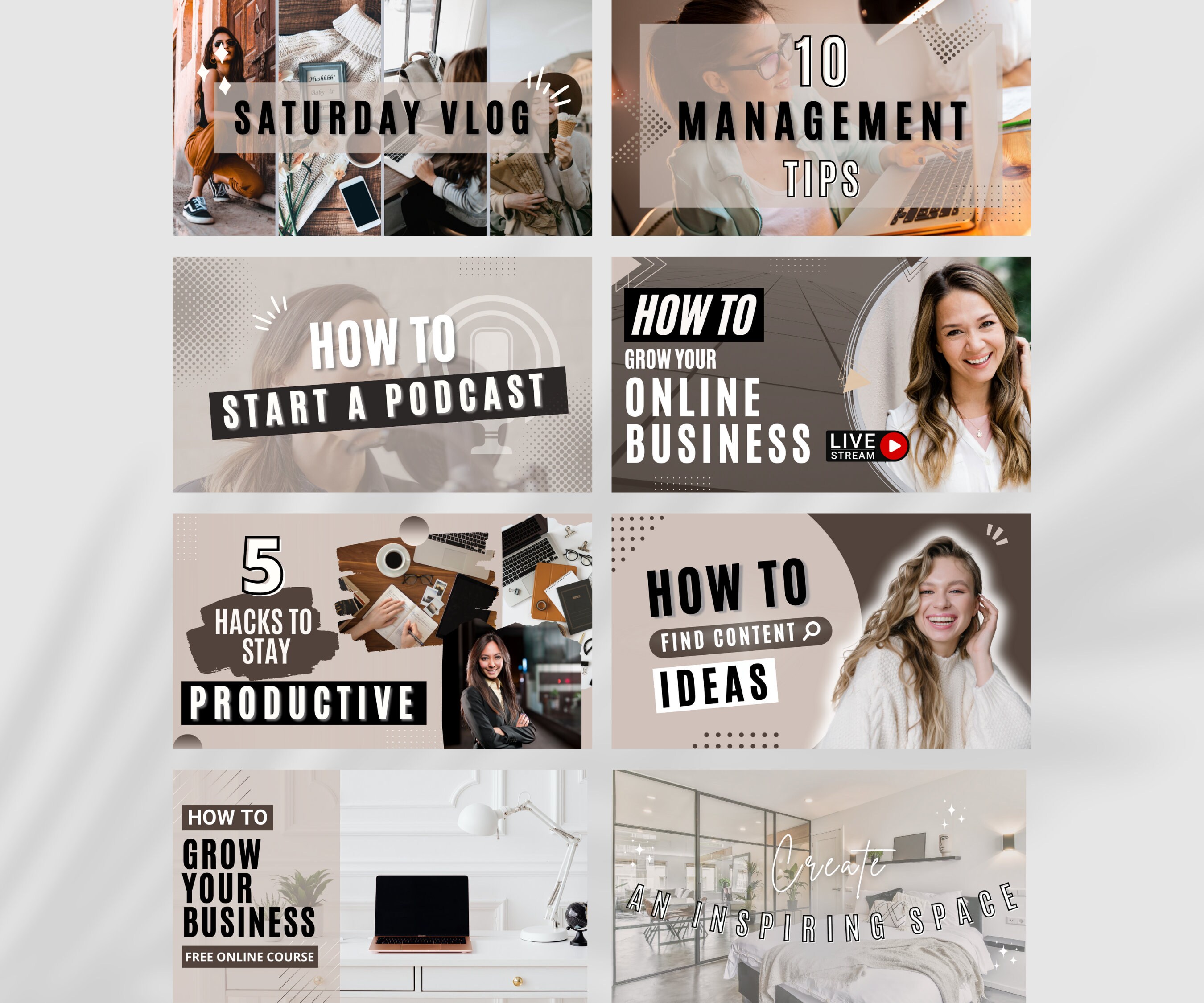 Brown Youtube Thumbnail Canva Template, Youtube Templates Life Coach ...