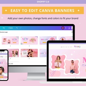 Gradient Shopify Theme, Feminine Pastel Shopify Template, Editable ...