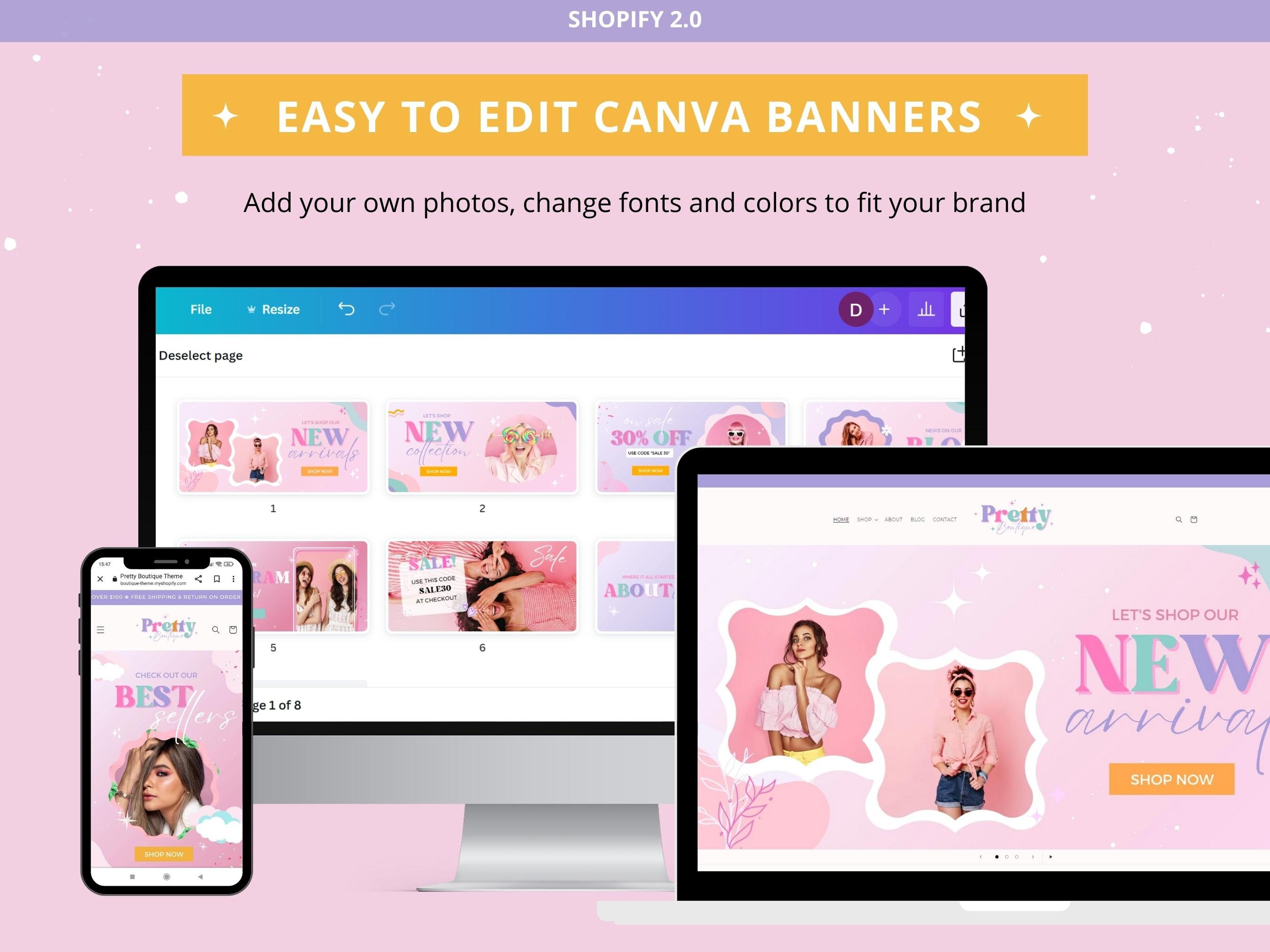 Gradient Shopify Theme Feminine Pastel Shopify Template - Etsy