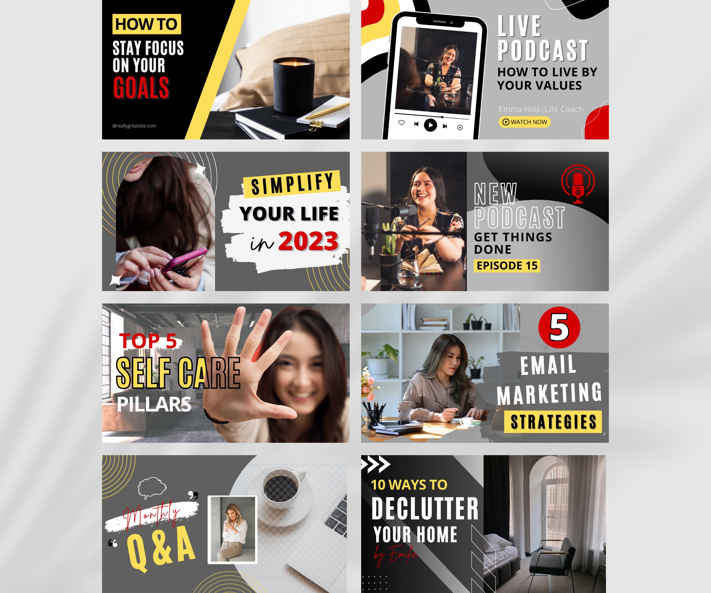 Black Minimal Youtube Thumbnail Canva Template, Youtube Templates Life ...