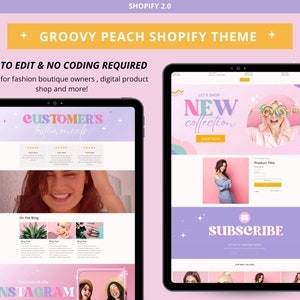 Gradient Shopify Theme, Feminine Pastel Shopify Template, Editable ...