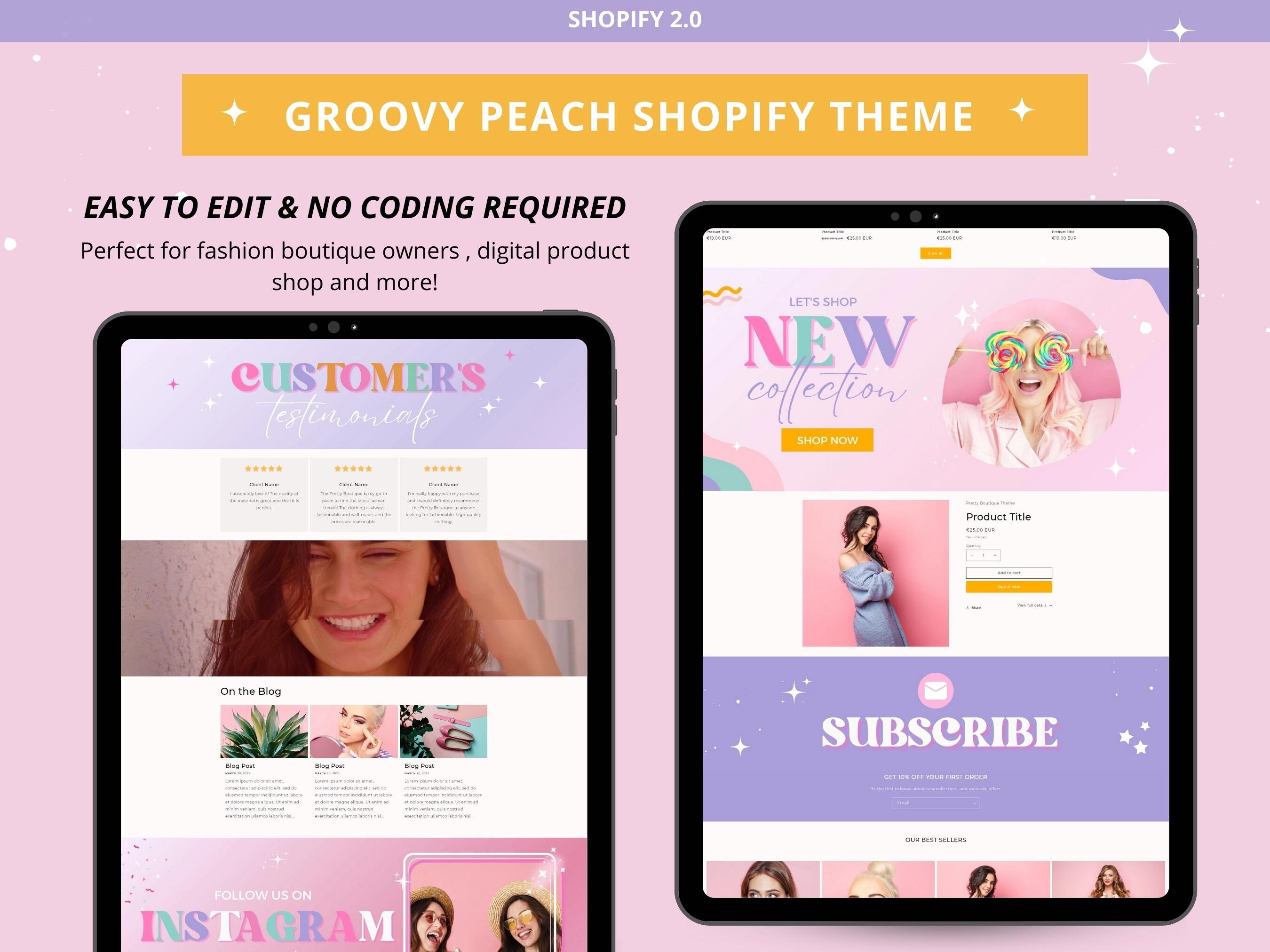 Gradient Shopify Theme Feminine Pastel Shopify Template - Etsy