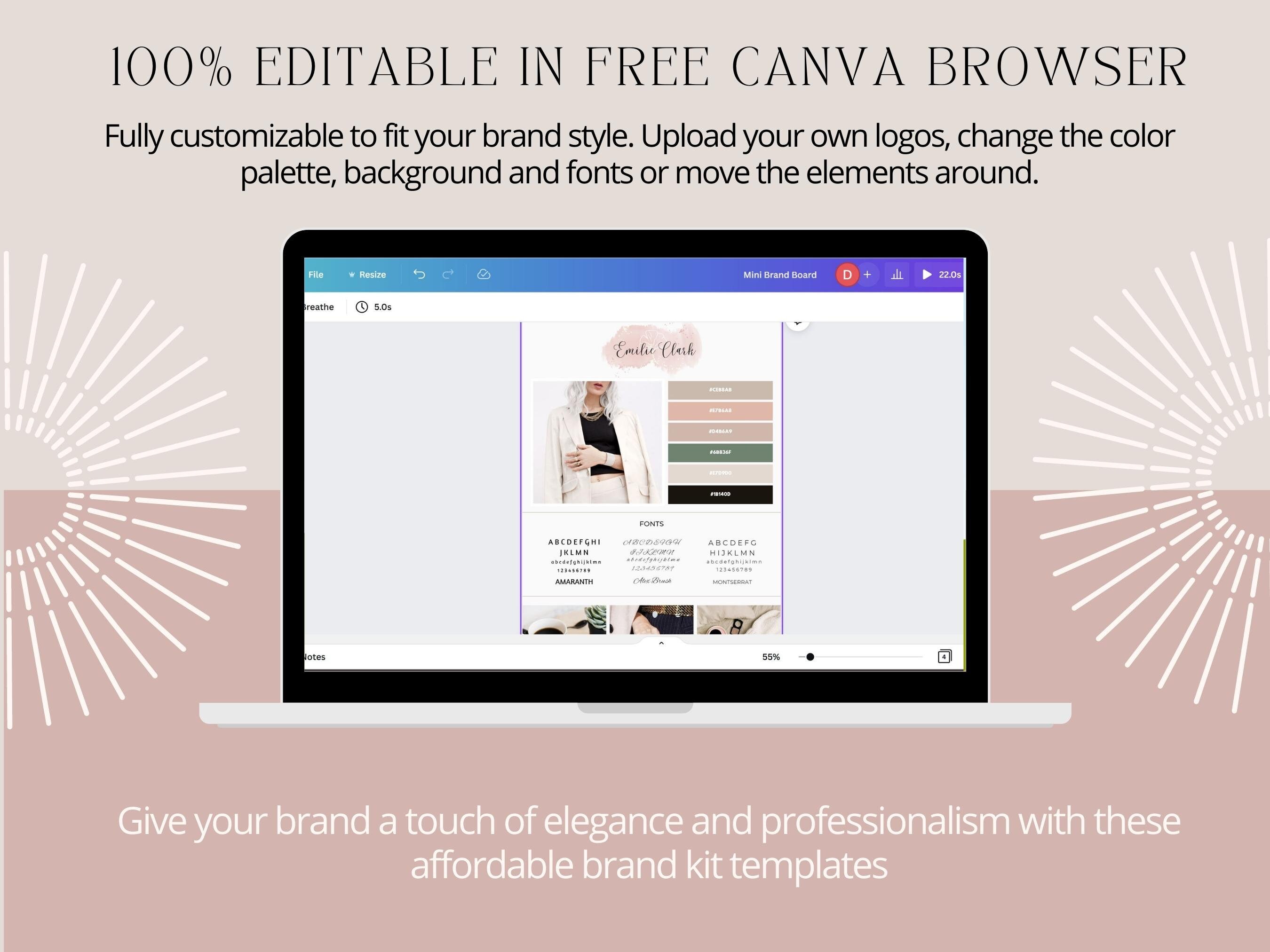 Brush Pink Brand Style Guide Branding Kit Template Canva - Etsy