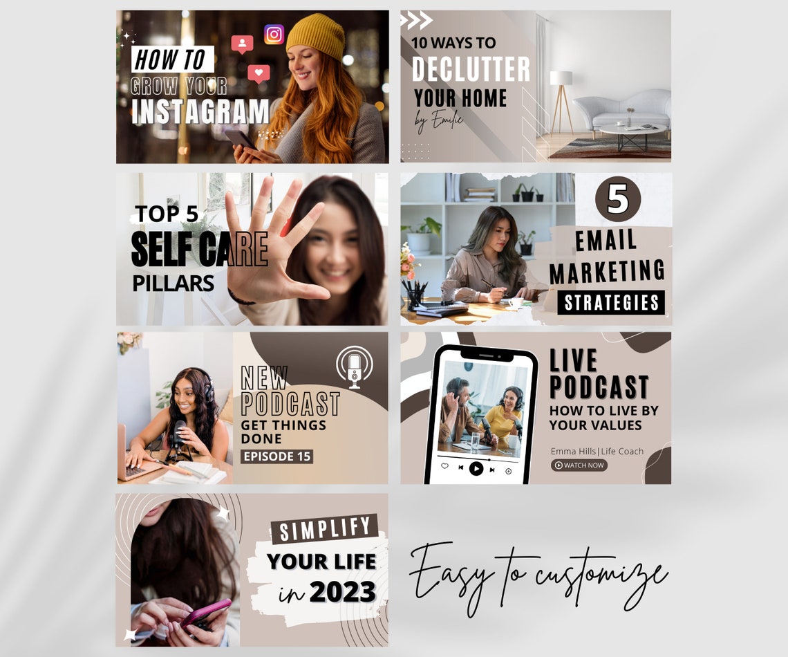 Brown Youtube Thumbnail Canva Template, Youtube Templates Life Coach ...