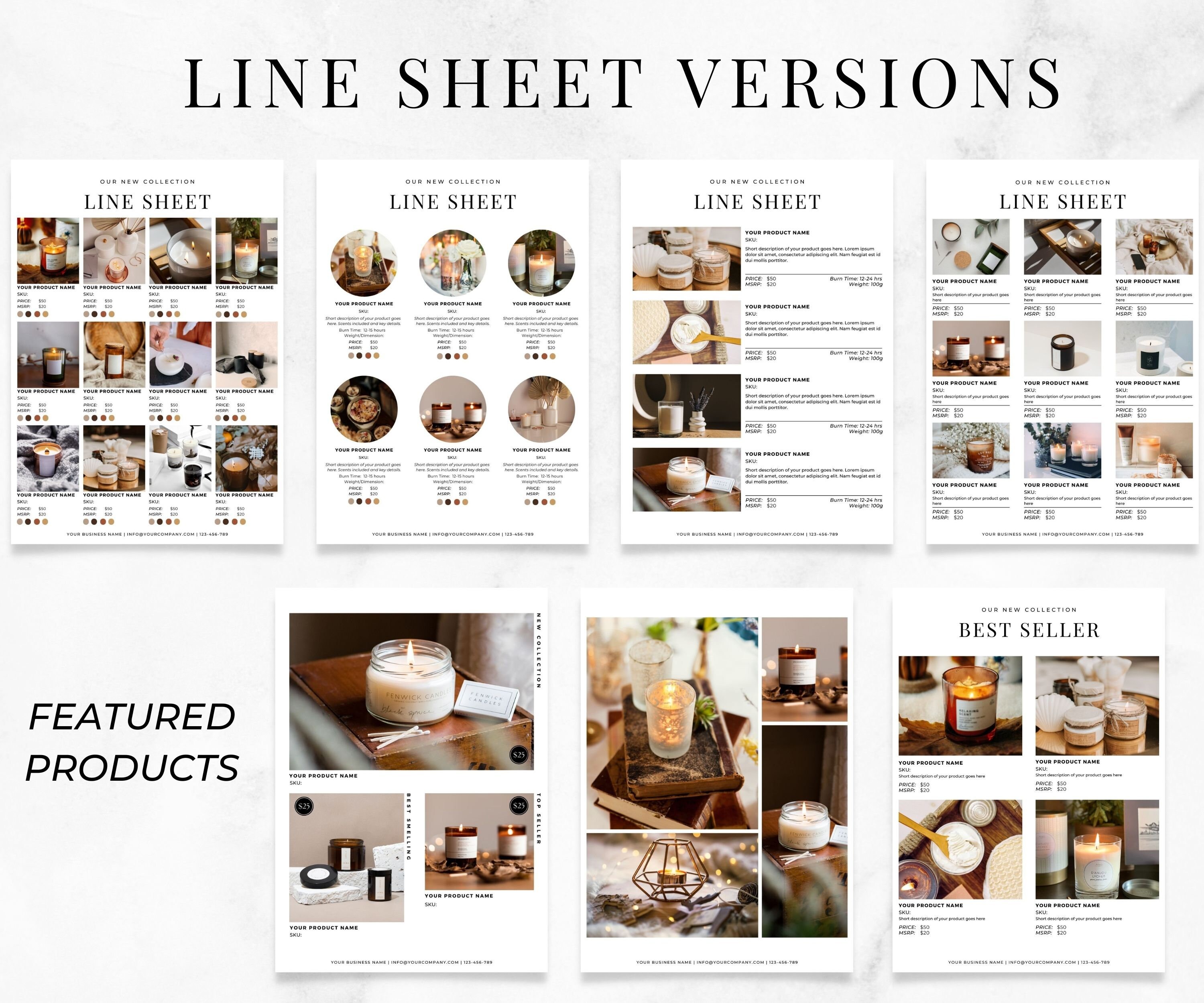 Line Sheet Canva Template Line Sheet for Wholesale Candle - Etsy France