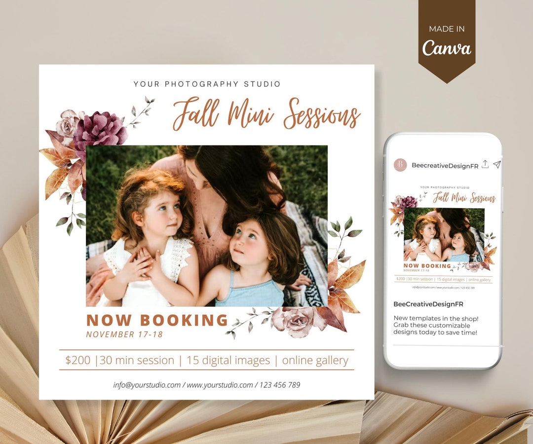 Fall Mini Template Sunflower Fall Minis Template Photography - Etsy