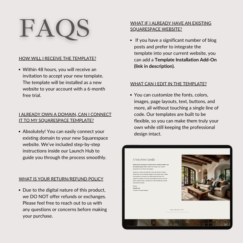 Squarespace Website Template for Interior Design, Responsive Site ...