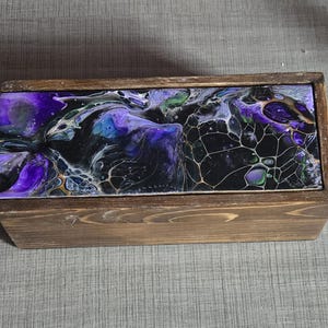 One of a Kind Keepsake Box, AA God Box, Jewelry Box, Abstract, Fluid ...