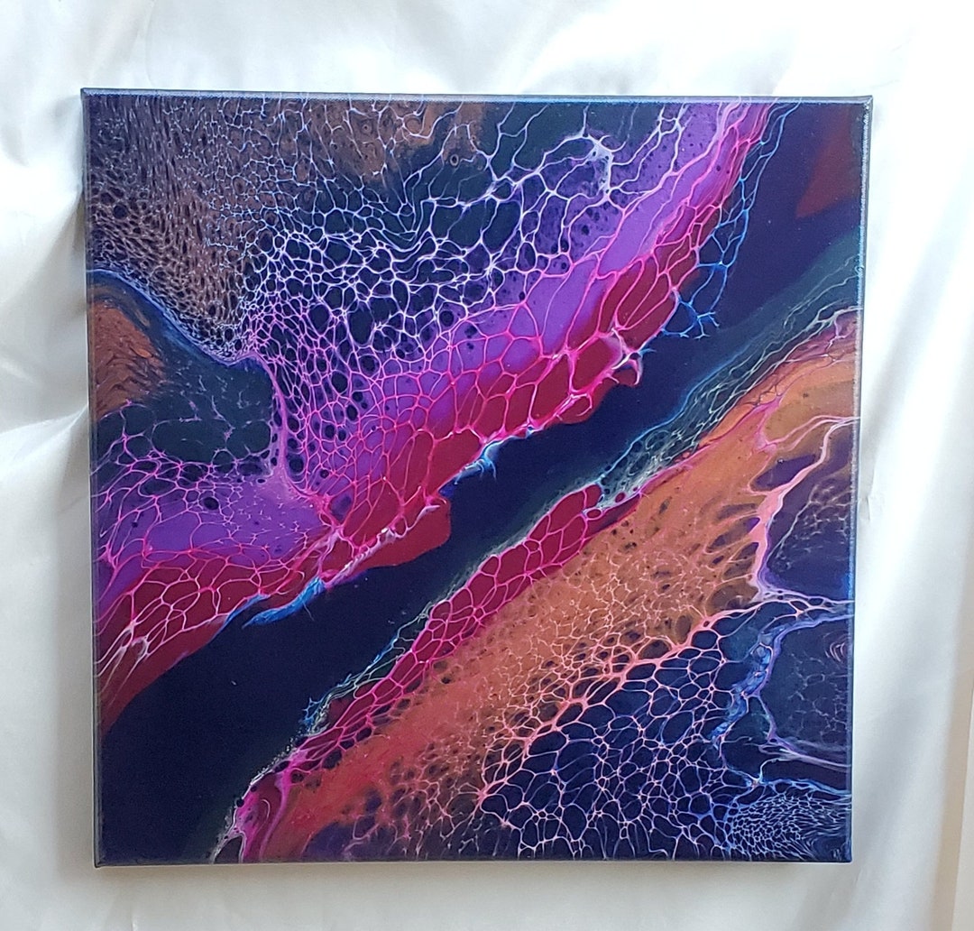 Abstract, Fluid Art,fluid Art 24 X 24 Stretched Canvas Split Lacing - Etsy