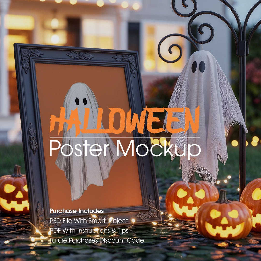 Halloween Art Mockup: Spooky Fall Halloween Poster Frame Mockup (PSD ...