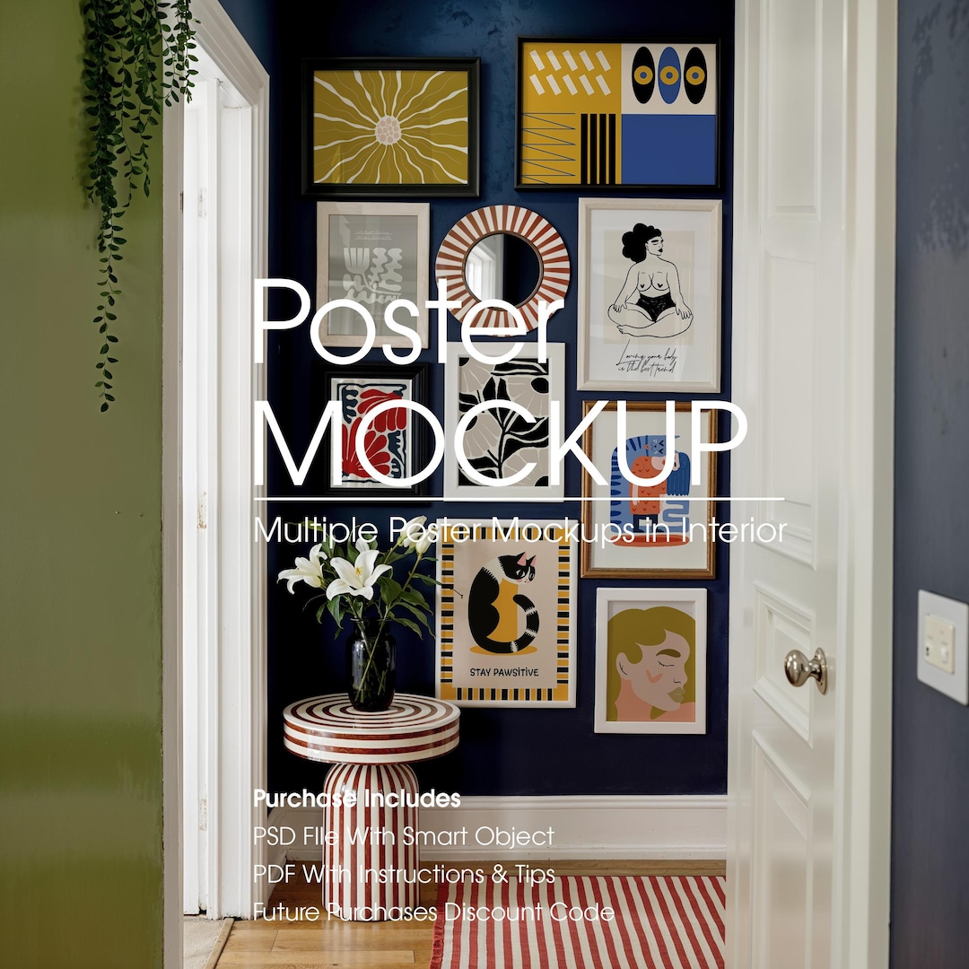 Multiple Poster Mockups,10 Frames Gallery Mockup, Multiple Poster ...