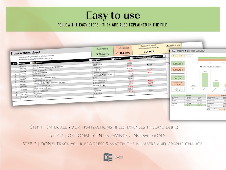Microsoft Excel: Budget Spreadsheet to Track Income & Expense and Reach ...
