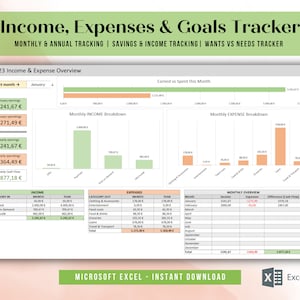 Microsoft Excel: Budget Spreadsheet to Track Income & Expense and Reach ...