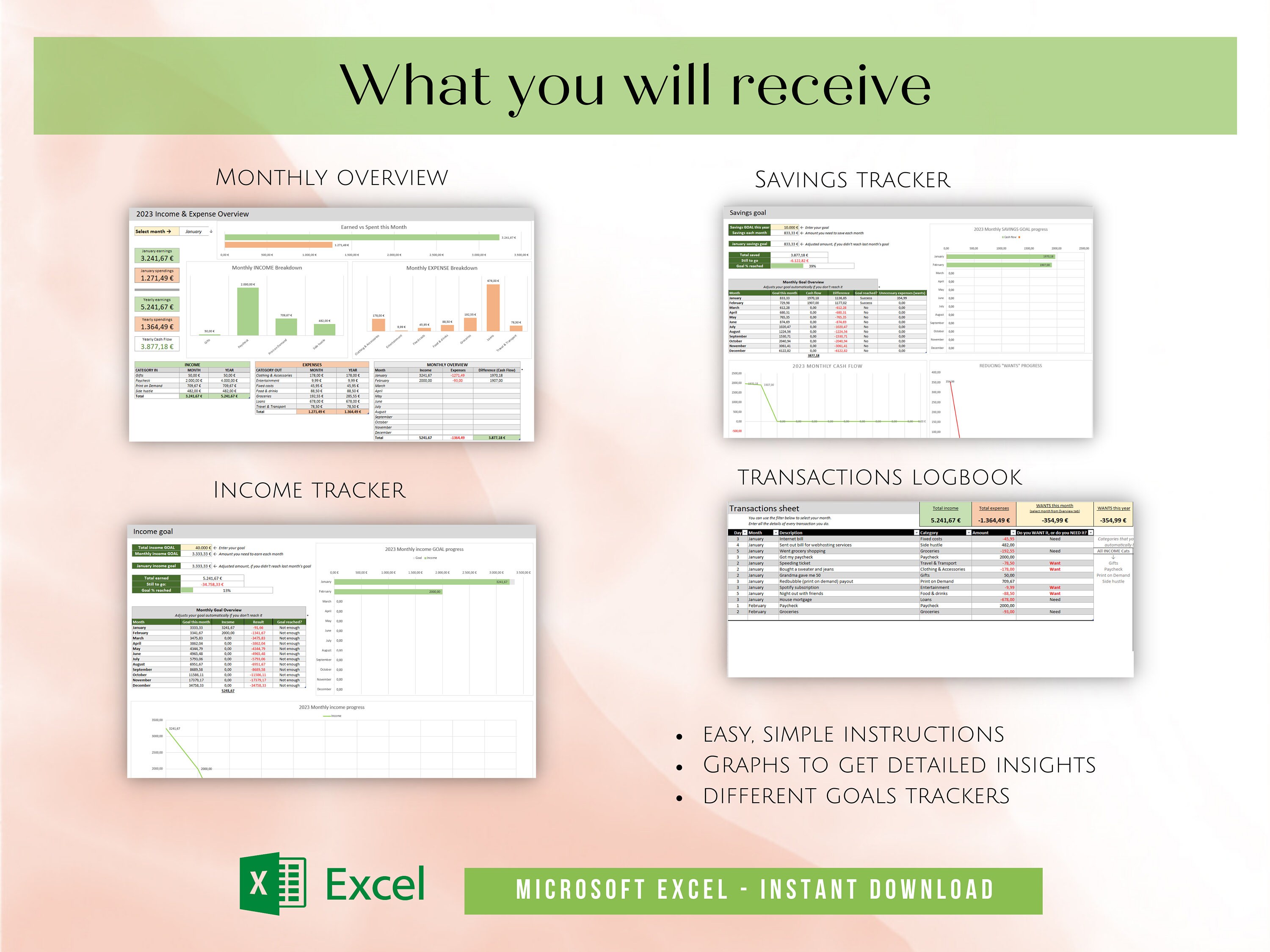 Microsoft Excel: Budget Spreadsheet to Track Income & Expense and Reach ...