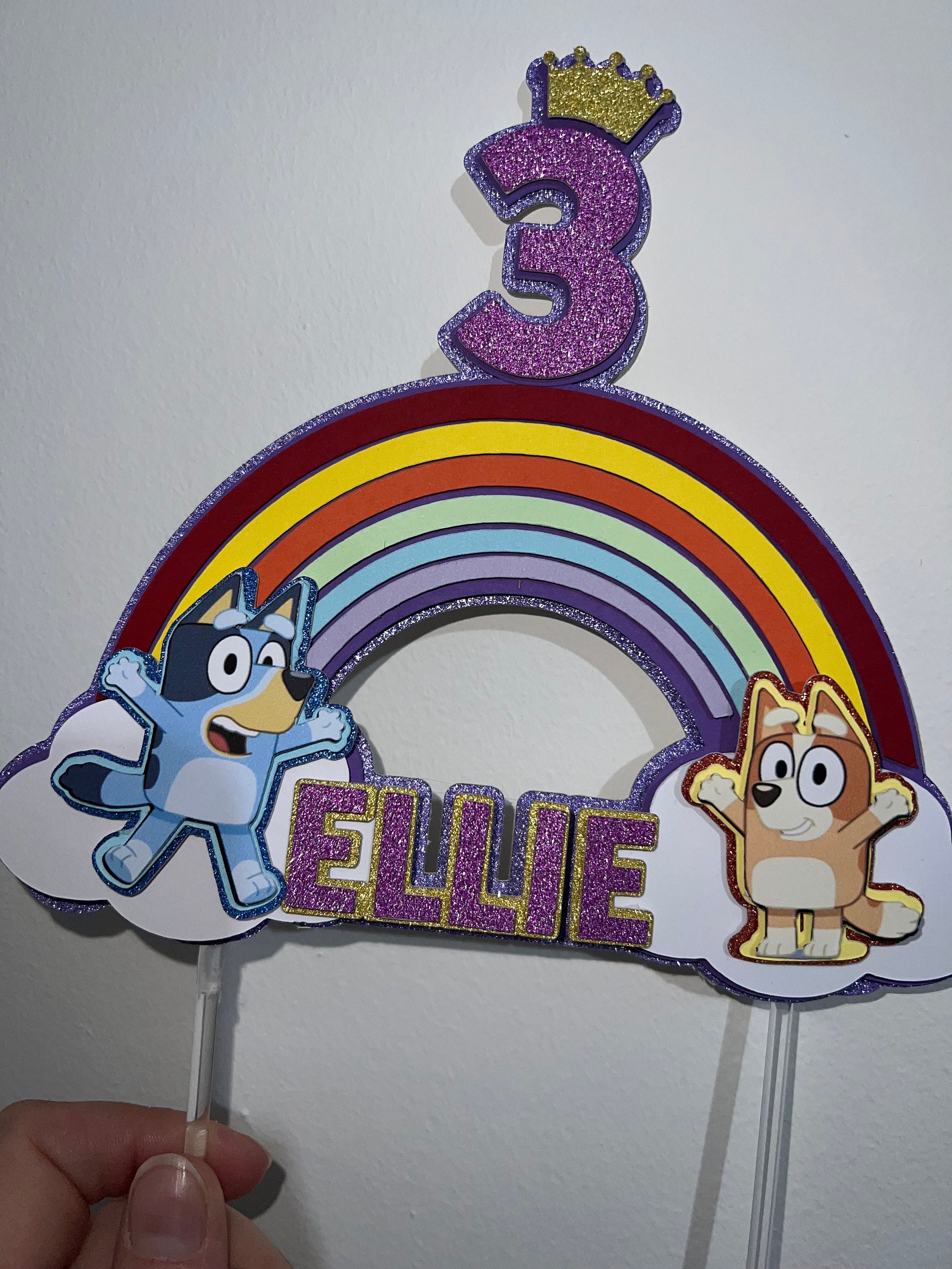Decoración para tarta con diseño de arcoíris de Bluey y Bingo. - Etsy ...