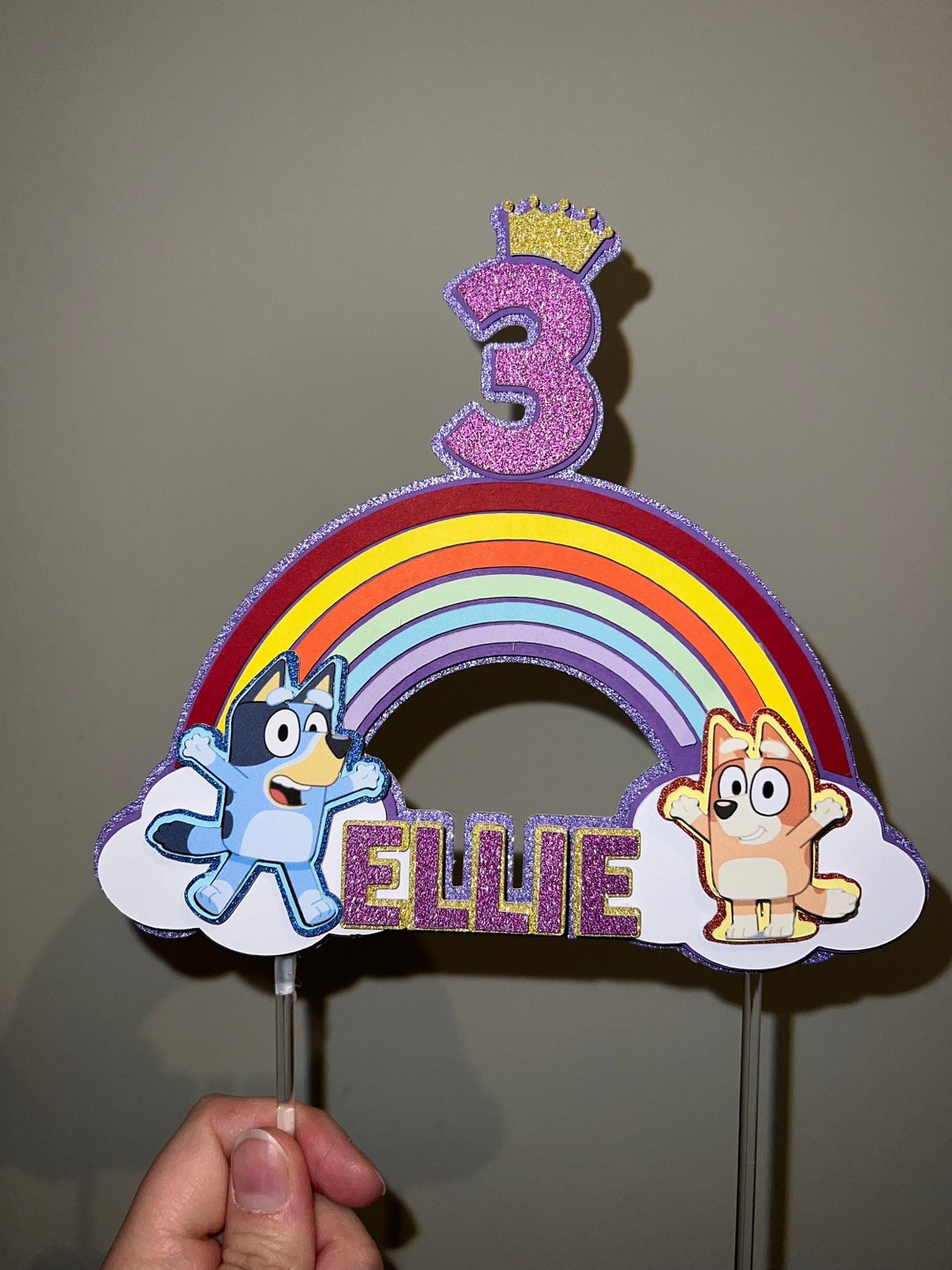 Decoración para tarta con diseño de arcoíris de Bluey y Bingo. - Etsy ...