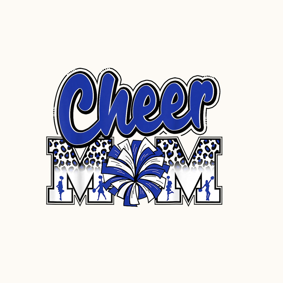 Cheer Mom Blue Leopard Letters Cheer Pom Poms Digital PNG - Etsy