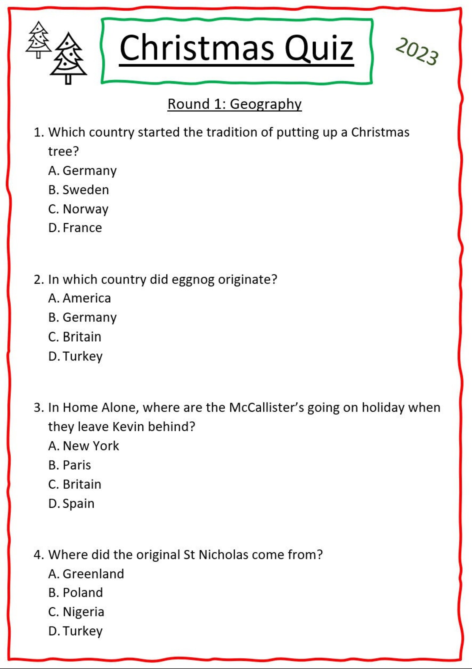 Christmas Quiz 2023, UK, 5 Rounds - Etsy