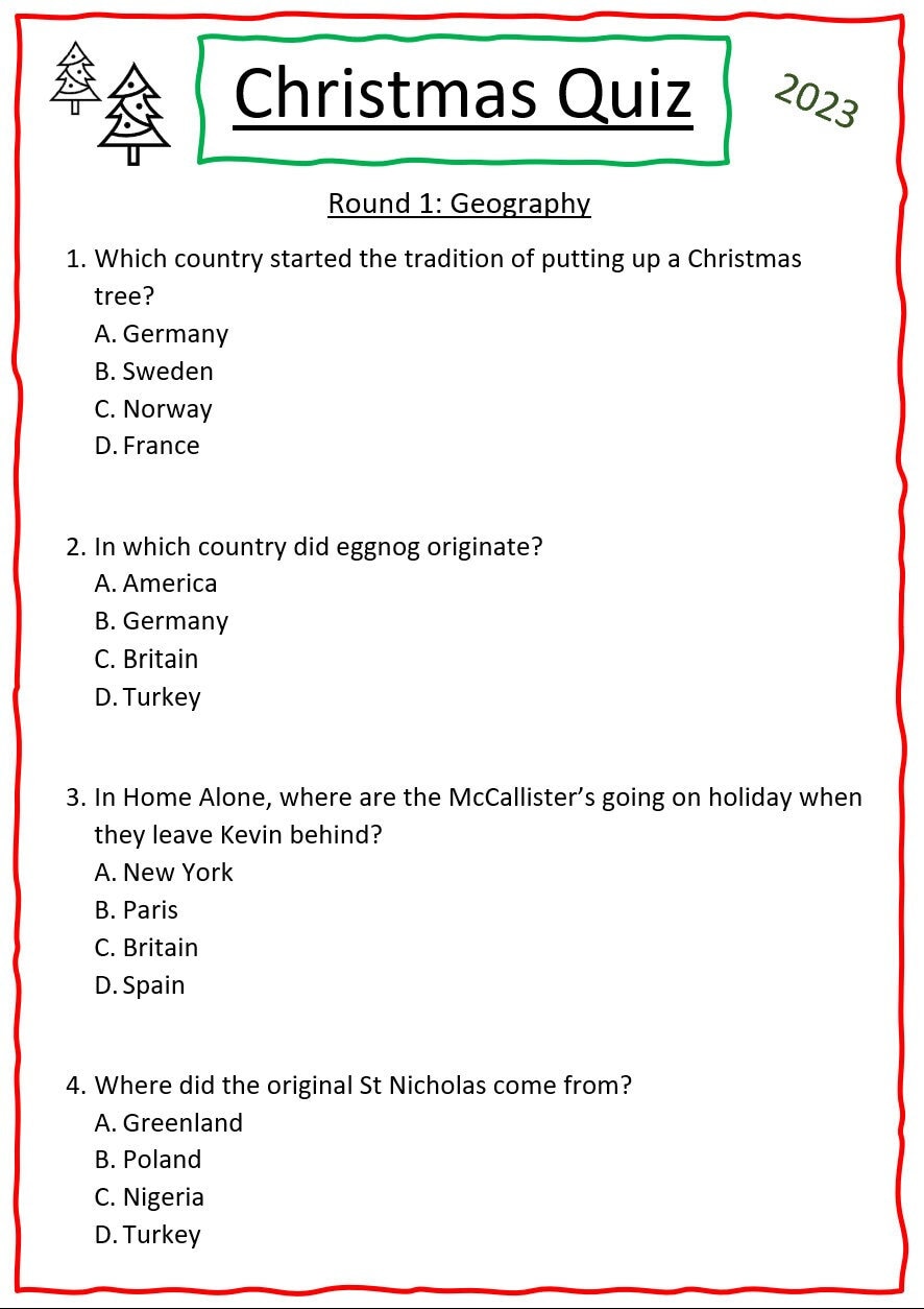 Christmas Quiz 2023, UK, 5 Rounds - Etsy