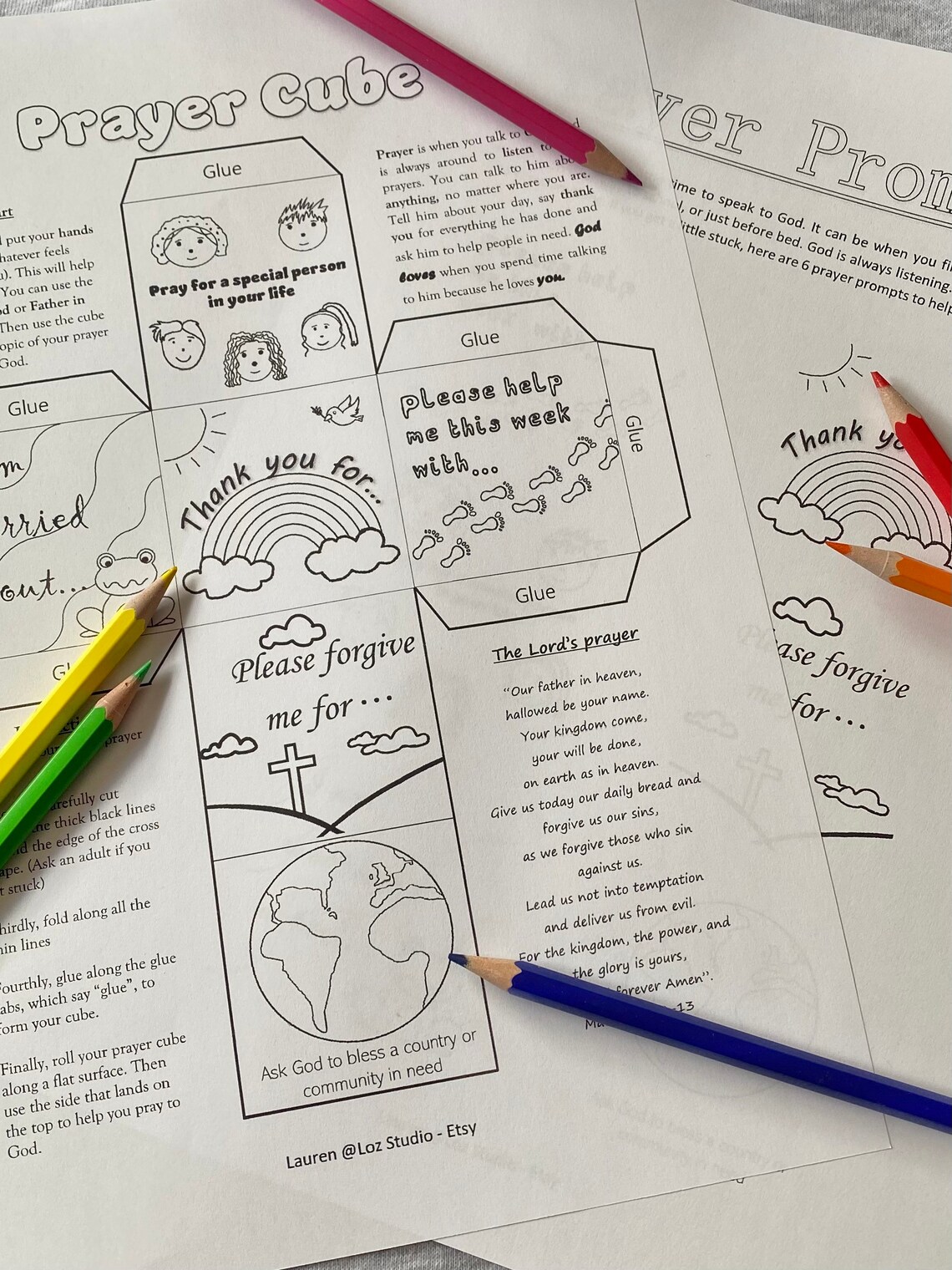 Prayer Cube, Printable Activity, Colouring UK - Etsy