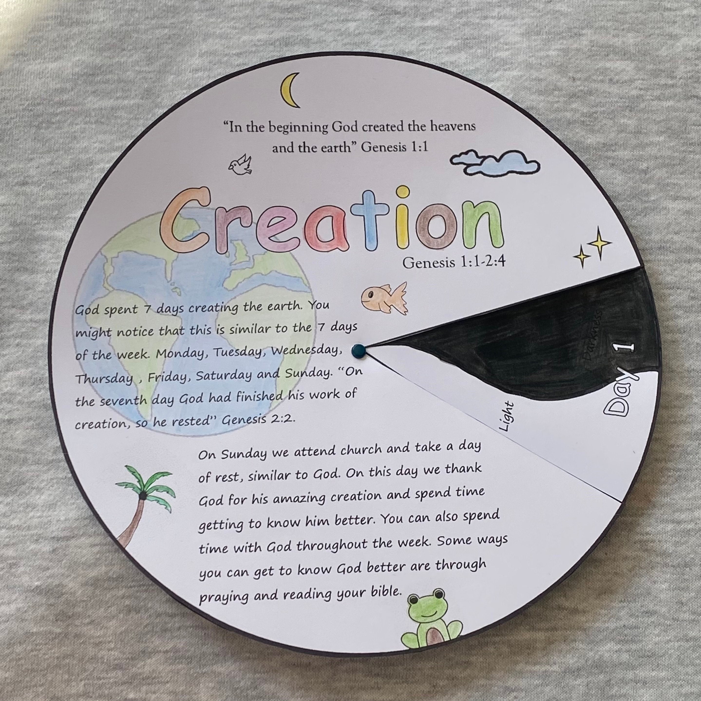 Days of Creation Wheel, Printable Activity, Spinning Colouring UK - Etsy