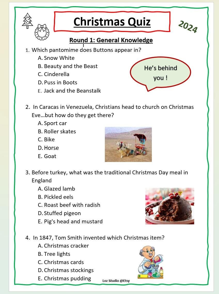 2024 Christmas Quiz UK, 8 Rounds, With Pictures, Instant Download ...