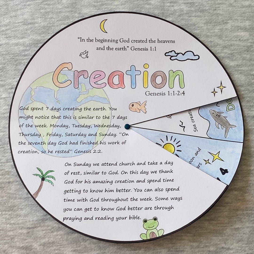 Days of Creation Wheel, Printable Activity, Spinning Colouring UK - Etsy