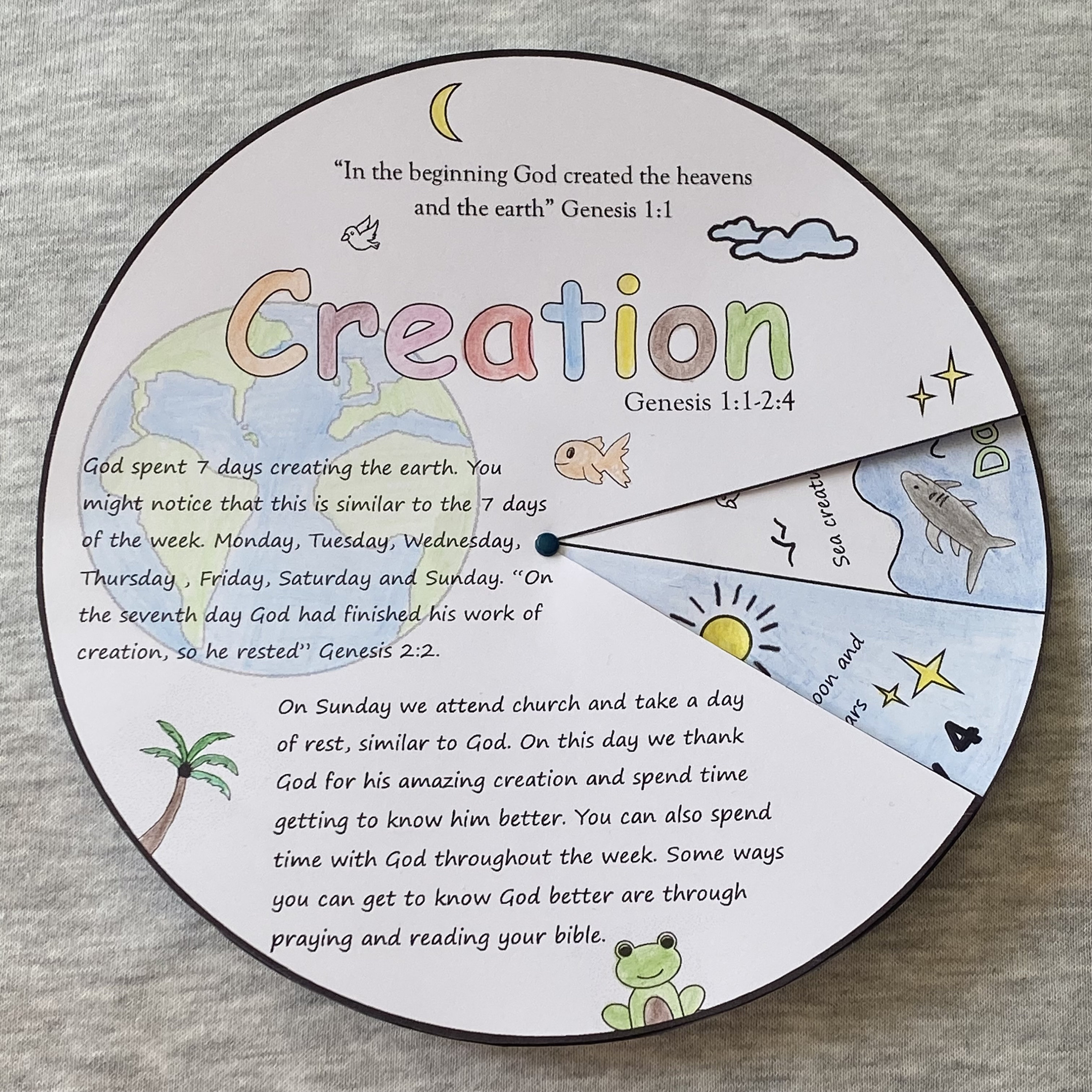 Days of Creation Wheel, Printable Activity, Spinning Colouring UK - Etsy