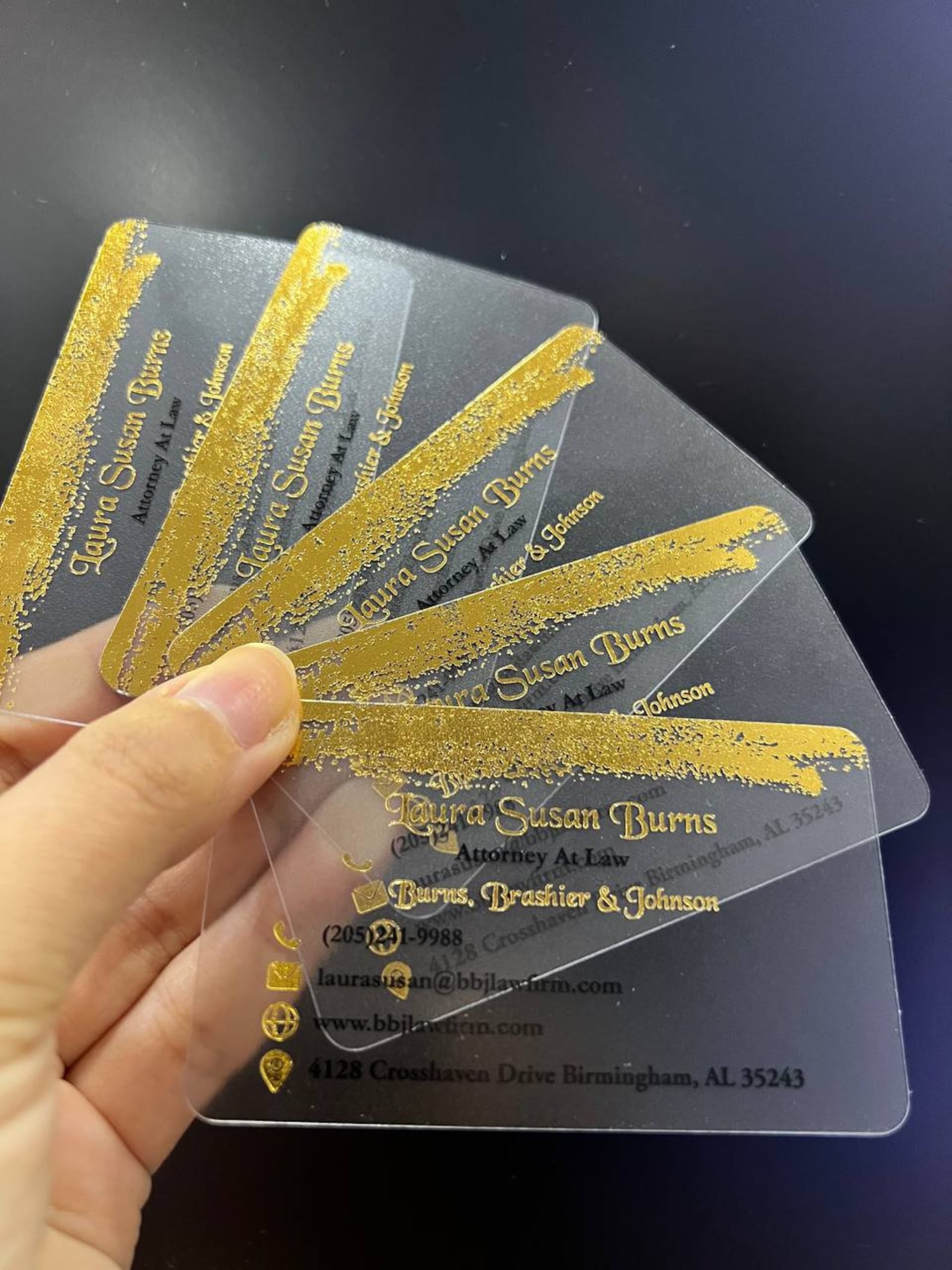 300 Pcs Gold Foil Transparent Business Card, Clear Boutique Card ...