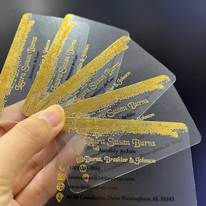 300 Pcs Gold Foil Transparent Business Card, Clear Boutique Card ...