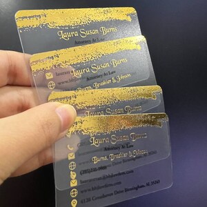300 Pcs Gold Foil Transparent Business Card, Clear Boutique Card ...