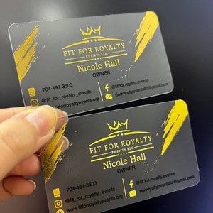 300 Pcs Gold Foil Transparent Business Card, Clear Boutique Card ...
