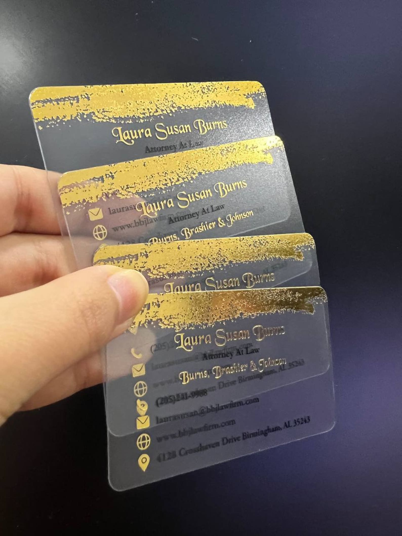 300 Pcs Gold Foil Transparent Business Card, Clear Boutique Card ...