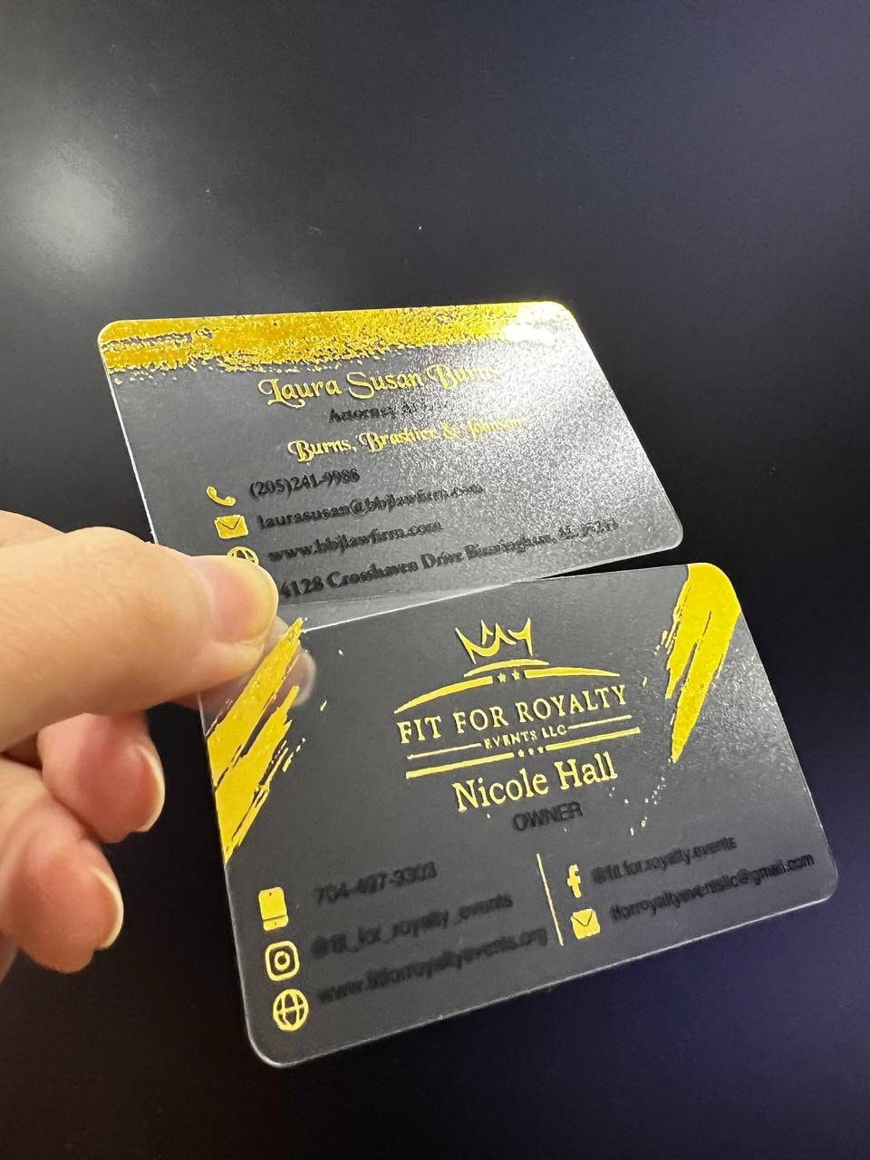 300 Pcs Gold Foil Transparent Business Card, Clear Boutique Card ...