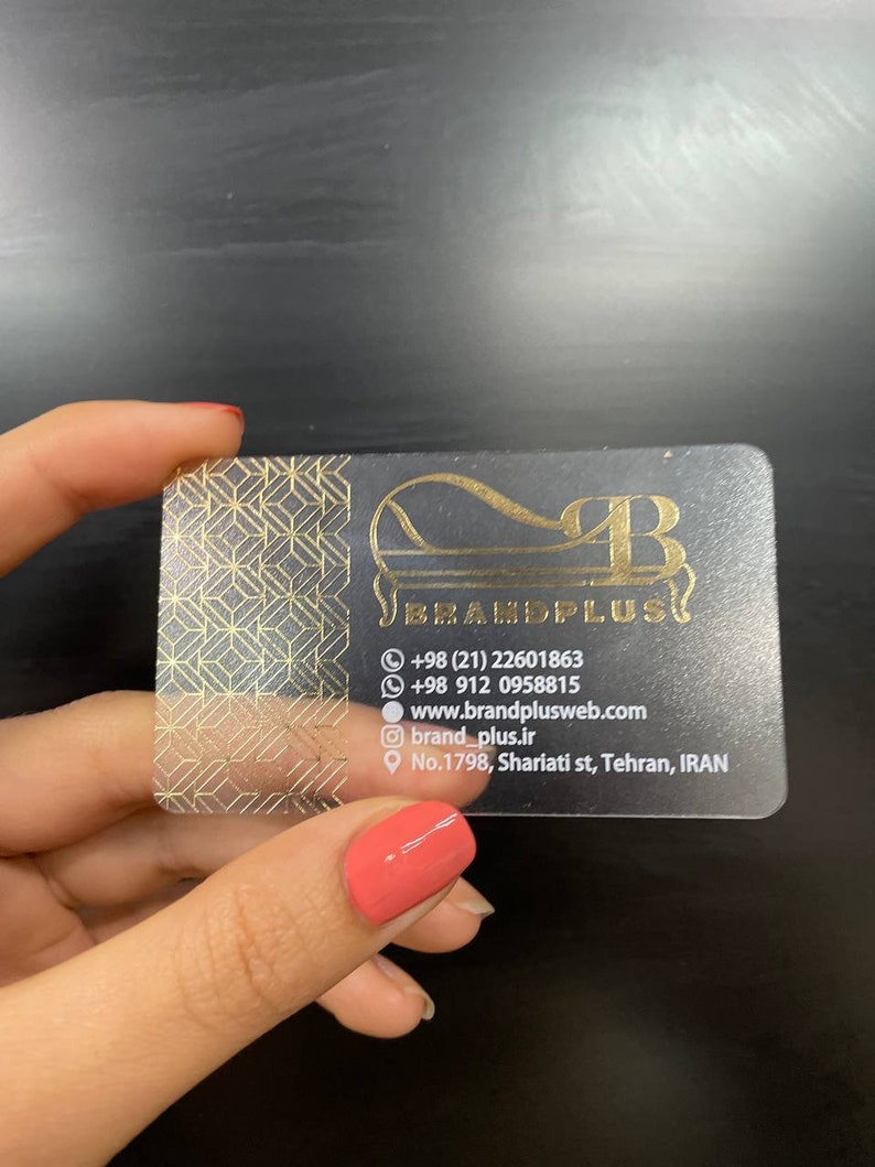 300 Pcs Gold Foil Transparent Business Card, Clear Boutique Card ...