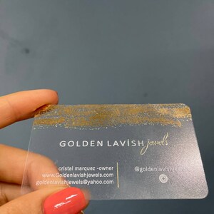 300 Pcs Gold Foil Transparent Business Card, Clear Boutique Card ...