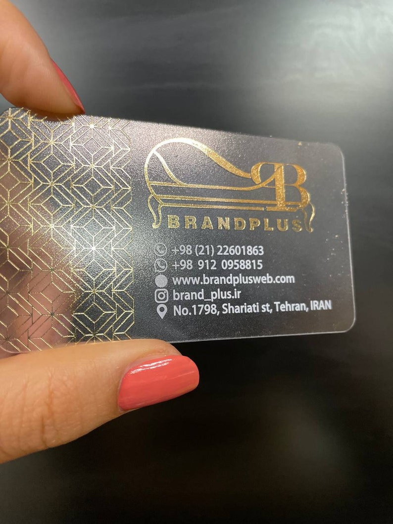 300 Pcs Gold Foil Transparent Business Card, Clear Boutique Card ...