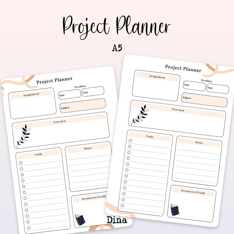 Printable Project Planner Page - Assignment, Notes, Resources, Tasks ...