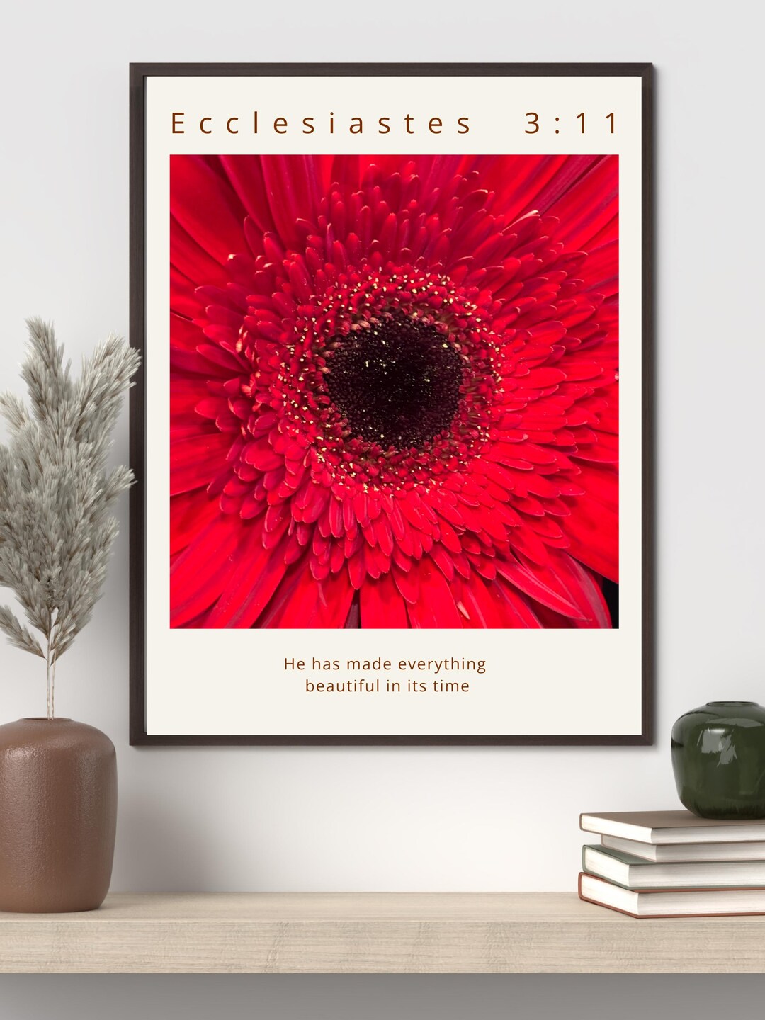 Red Poppy Bible Verse Wall Art – Ecclesiastes 3:11 Scripture Print ...
