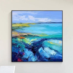 Large Abstract Ocean View Seascape Oil Painting Modern Landscape ...