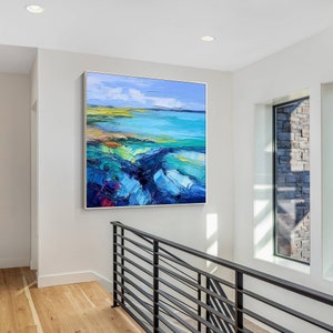 Large Abstract Ocean View Seascape Oil Painting Modern Landscape ...